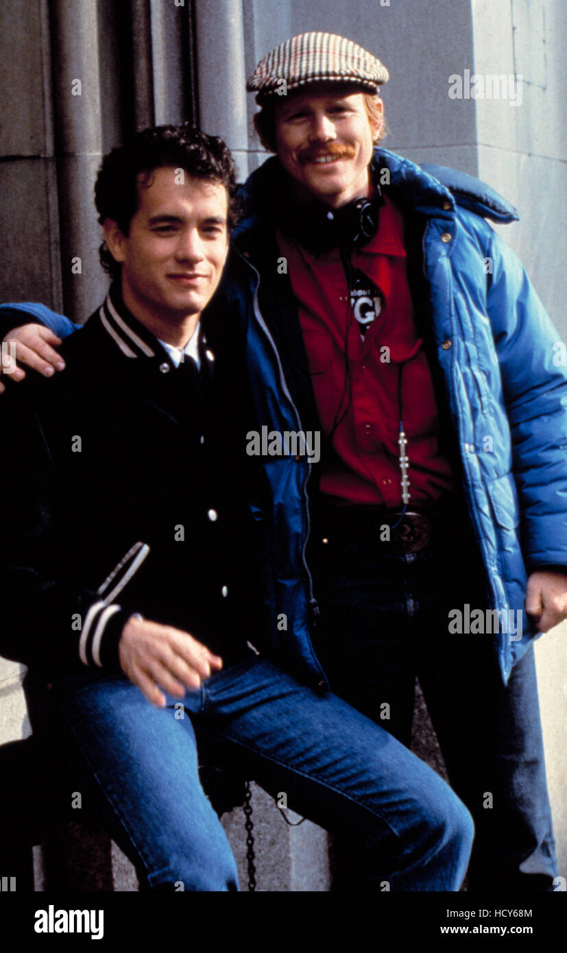 SPLASH, Tom Hanks, Directeur Ron Howard sur set, 1984. (C) Touchstone ...