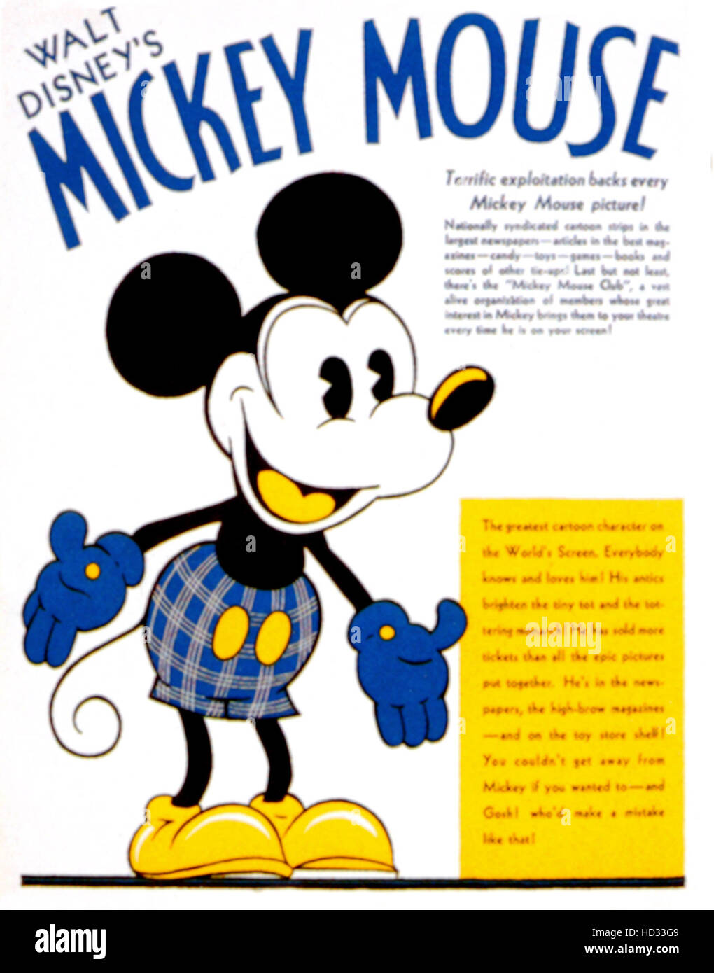La souris de Mickey, vers fin des années 1920-début des années 1930 ...