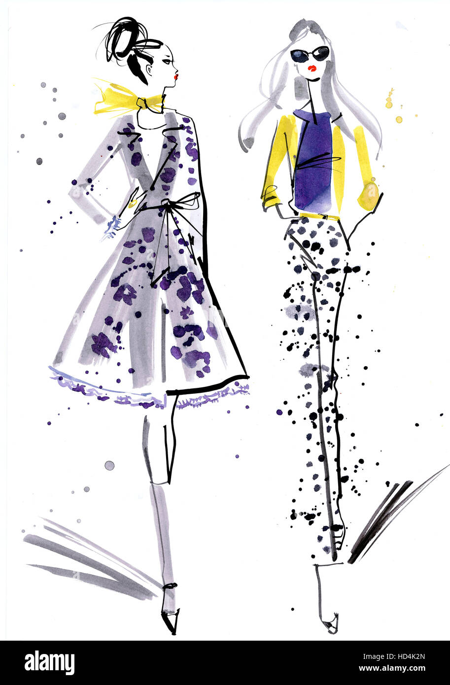 Deux modèles de mode en tenue élégante Photo Stock - Alamy