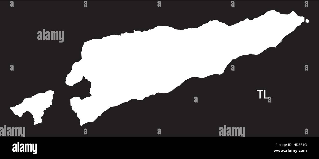 Le Timor oriental Map illustration noir et blanc Image Vectorielle ...