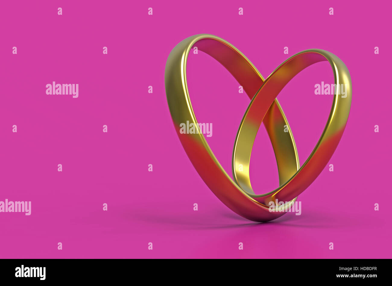 Coeur stylisé formé de deux anneaux de mariage, 3D Rendering Photo ...