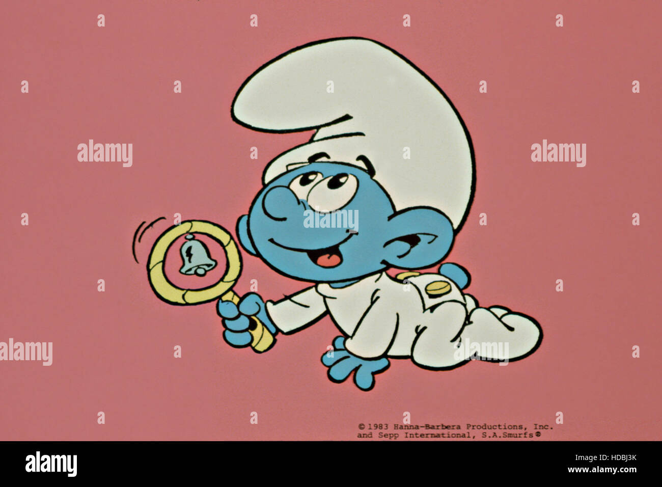 Les Schtroumpfs, Bébé Schtroumpf avec son bébé, hochet, 1983. 1981 ...