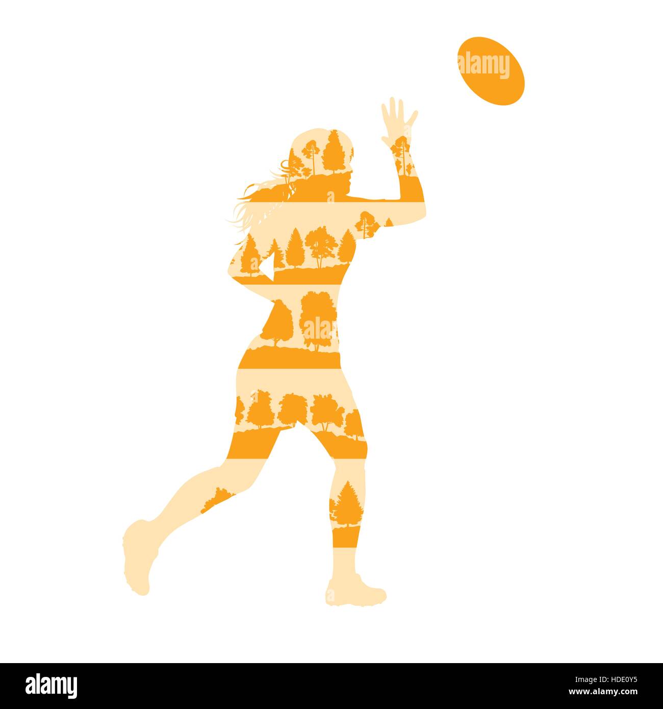 Femme Rugby player active sport vector background illustration concept ...