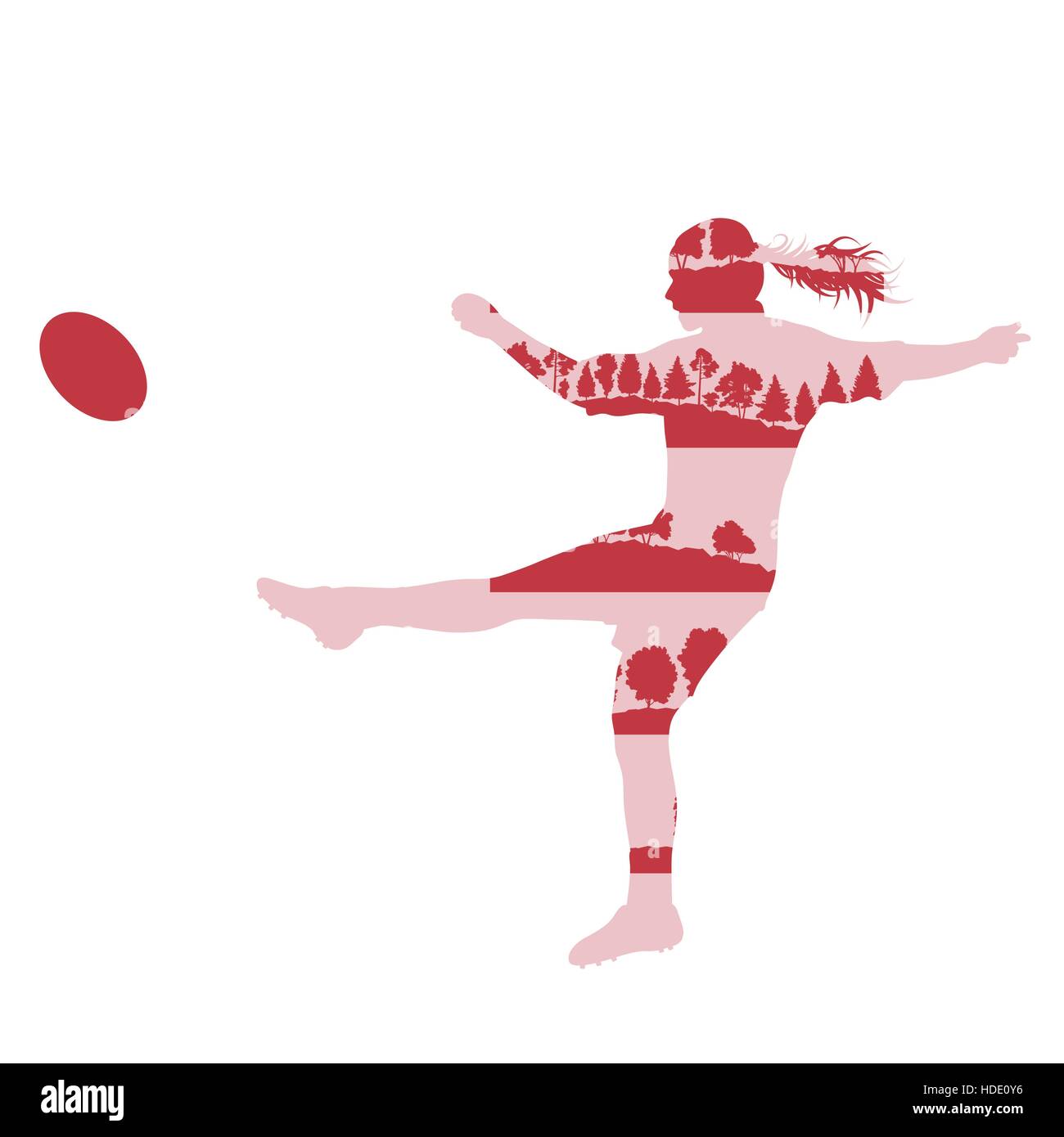 Femme Rugby player active sport vector background illustration concept ...