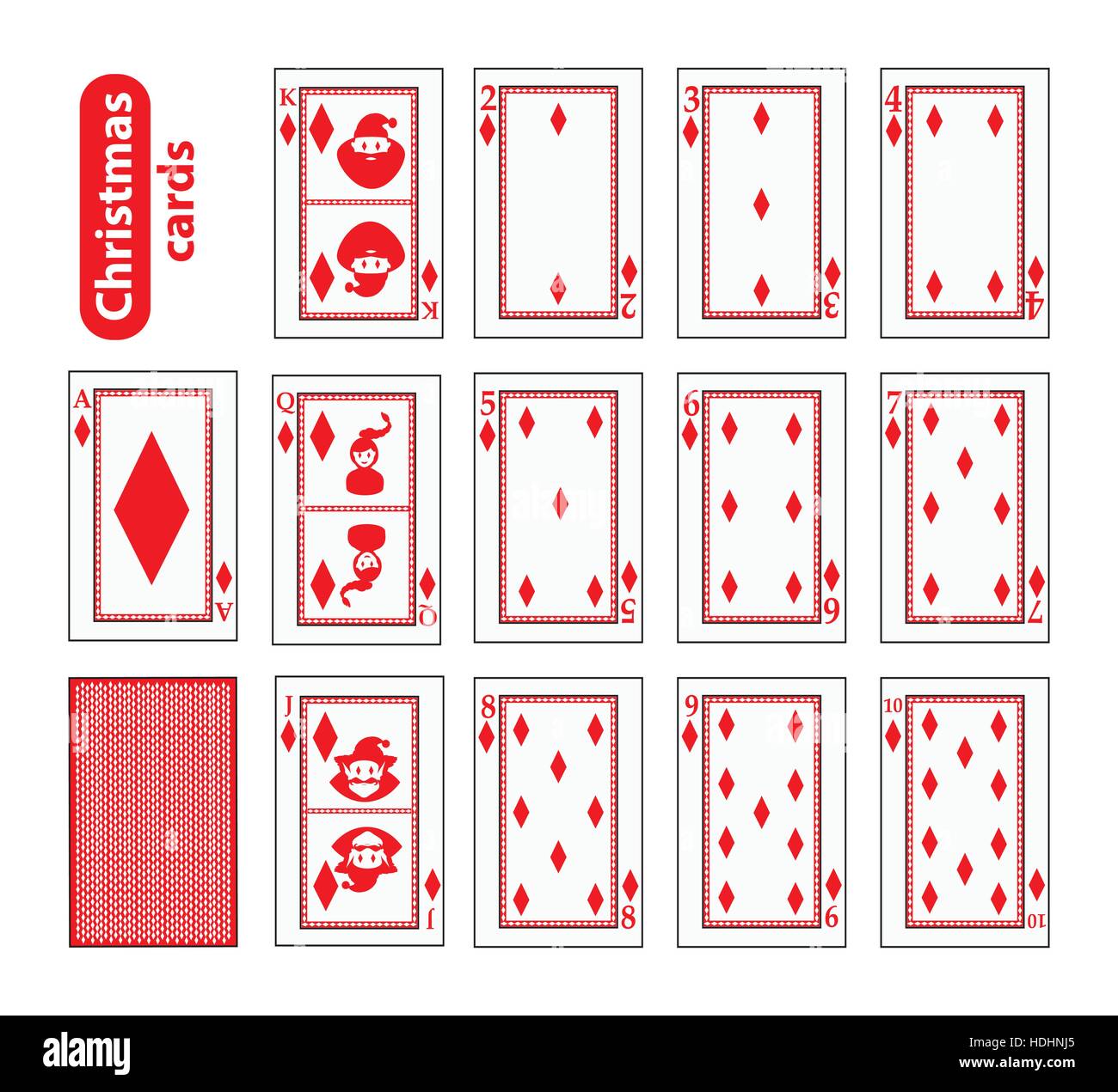 Jeu de Poker Cartes icônes de Noël. couleur rouge brillant. Santa Claus ...