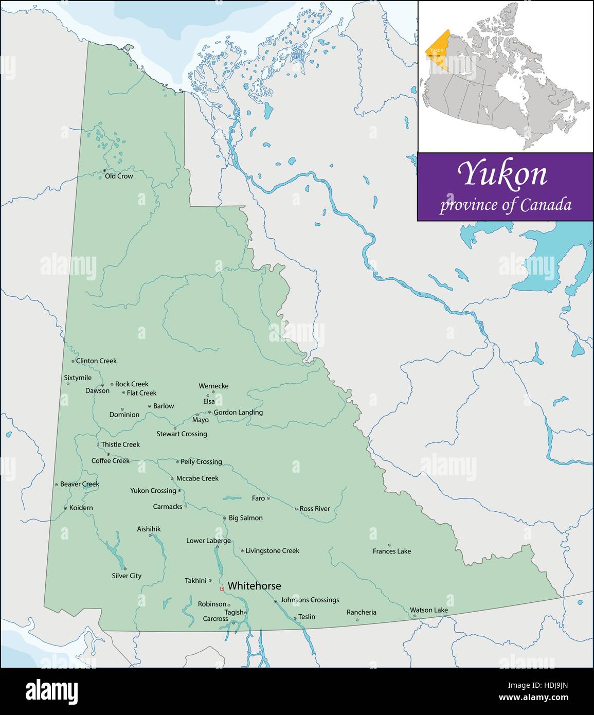 Carte du territoire du yukon Banque d'images vectorielles - Alamy