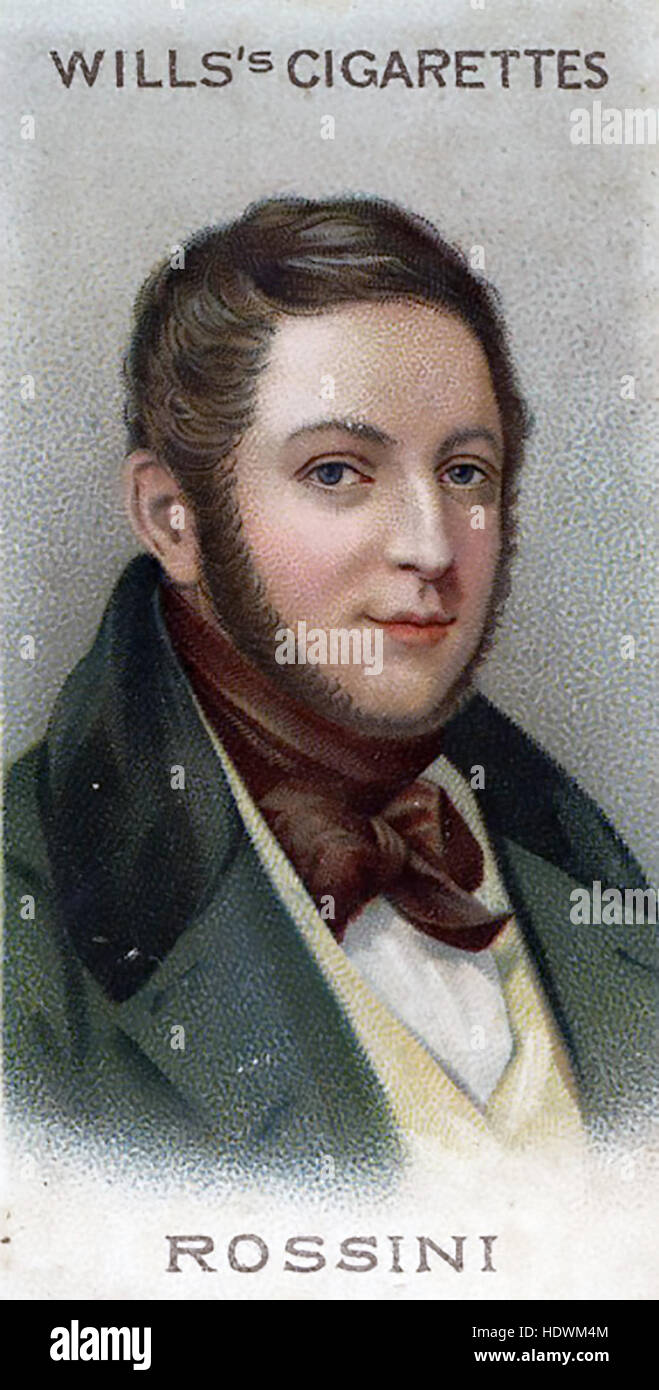 Gioacchino Rossini (1792-1868) compositeur italien sur une carte de la ...