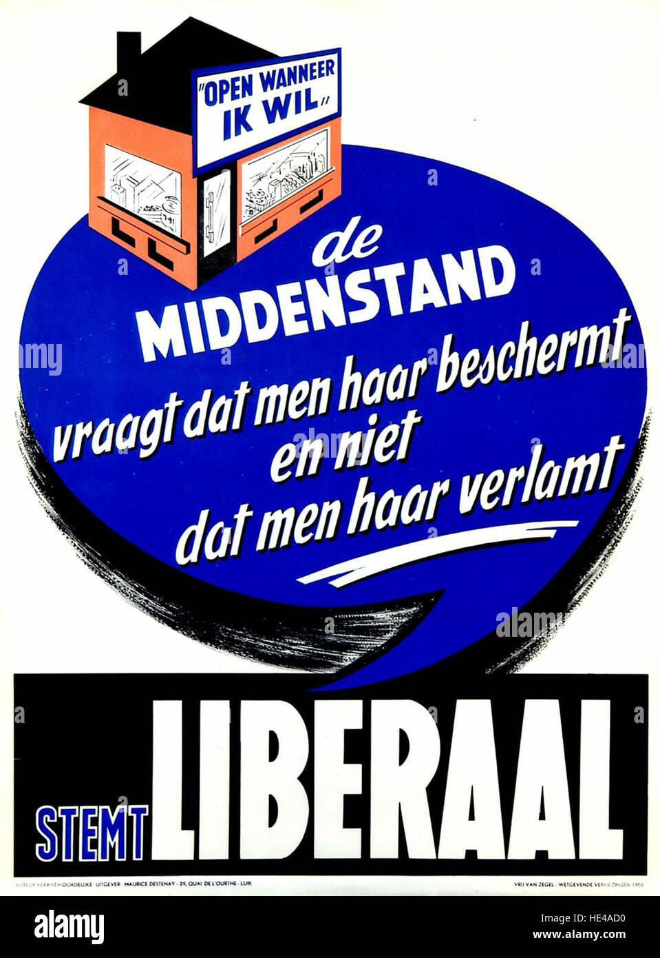 La société verkiezingsaffiche, 1958 affiche de campagne, le Parti ...