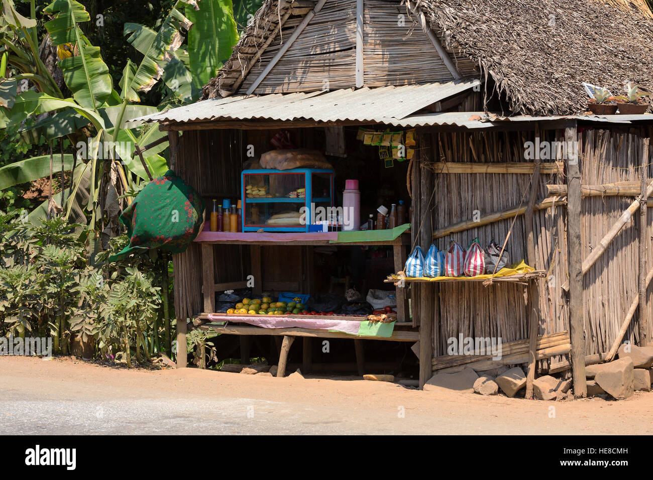 L'Afrique traditionnelle huttes malgaches à Andasibe région, village ...