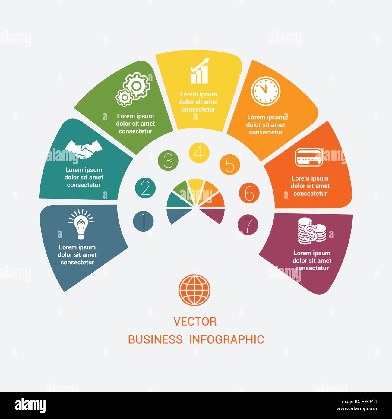 Modèle demi-cercle infographie 7 positions pour la zone de texte Image ...