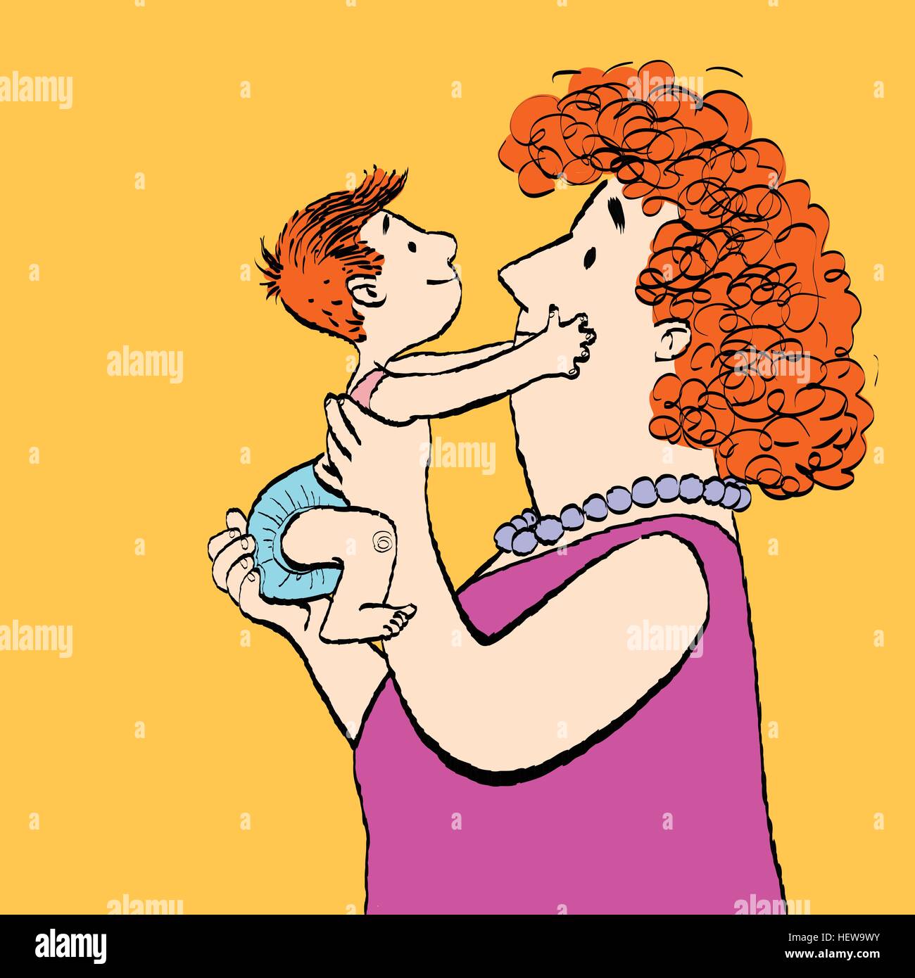 Mother and son vintage Banque d'images vectorielles - Alamy