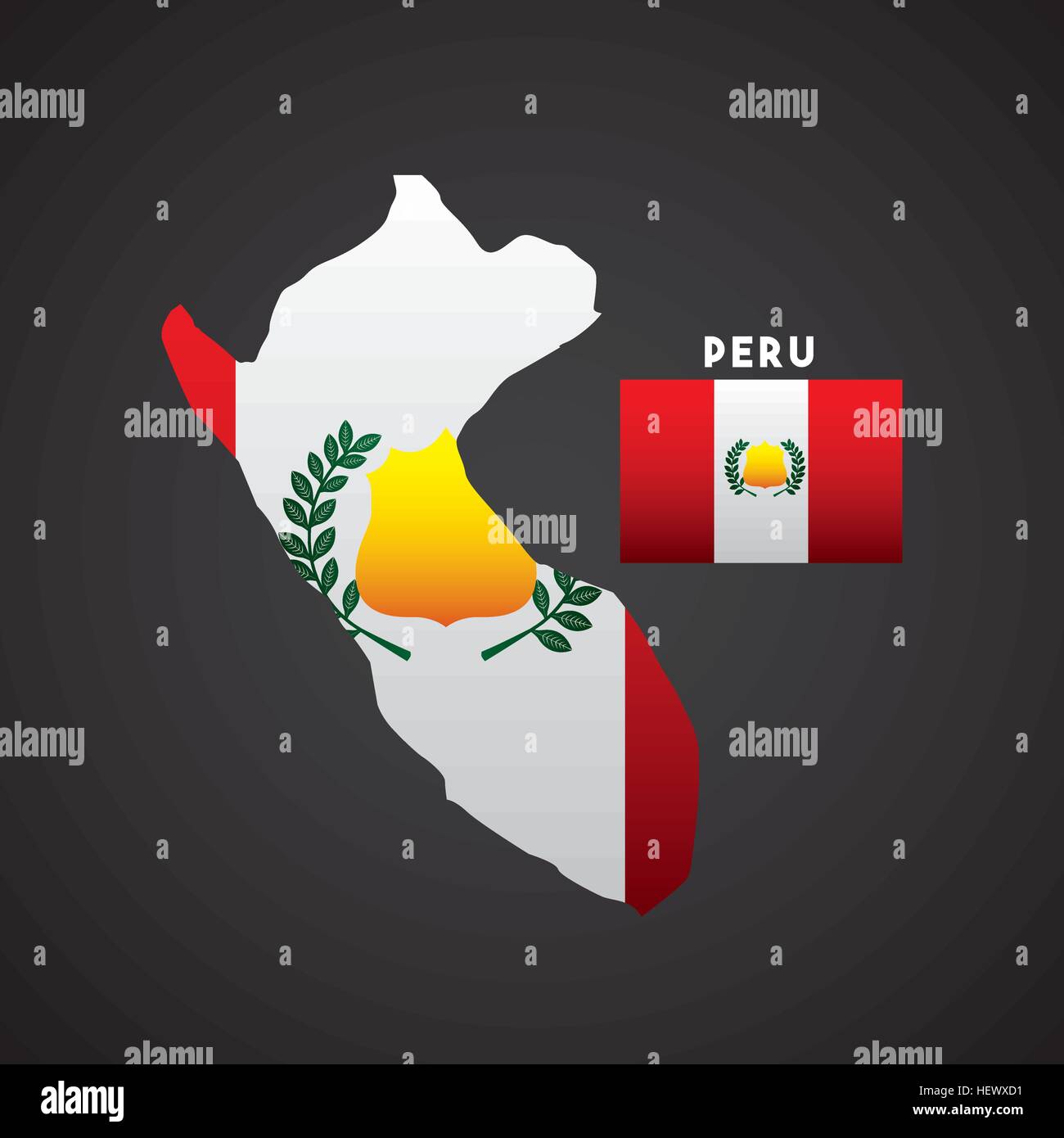Pérou carte du pays avec les couleurs du drapeau. design coloré. vector ...