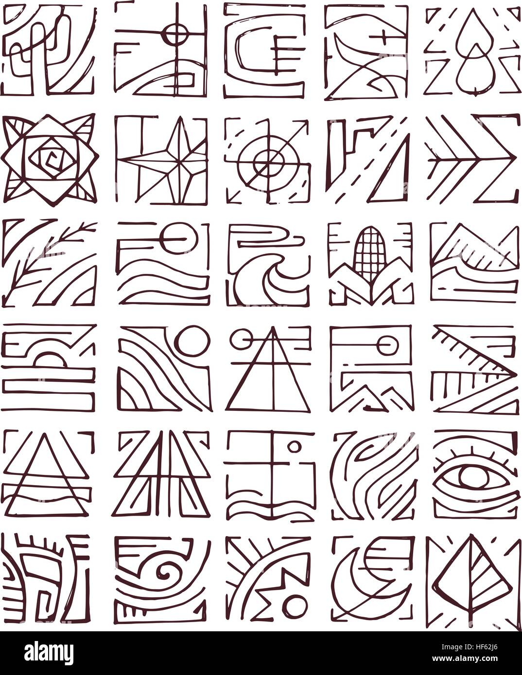 Hand drawn vector illustration ou dessin de différents symboles ...
