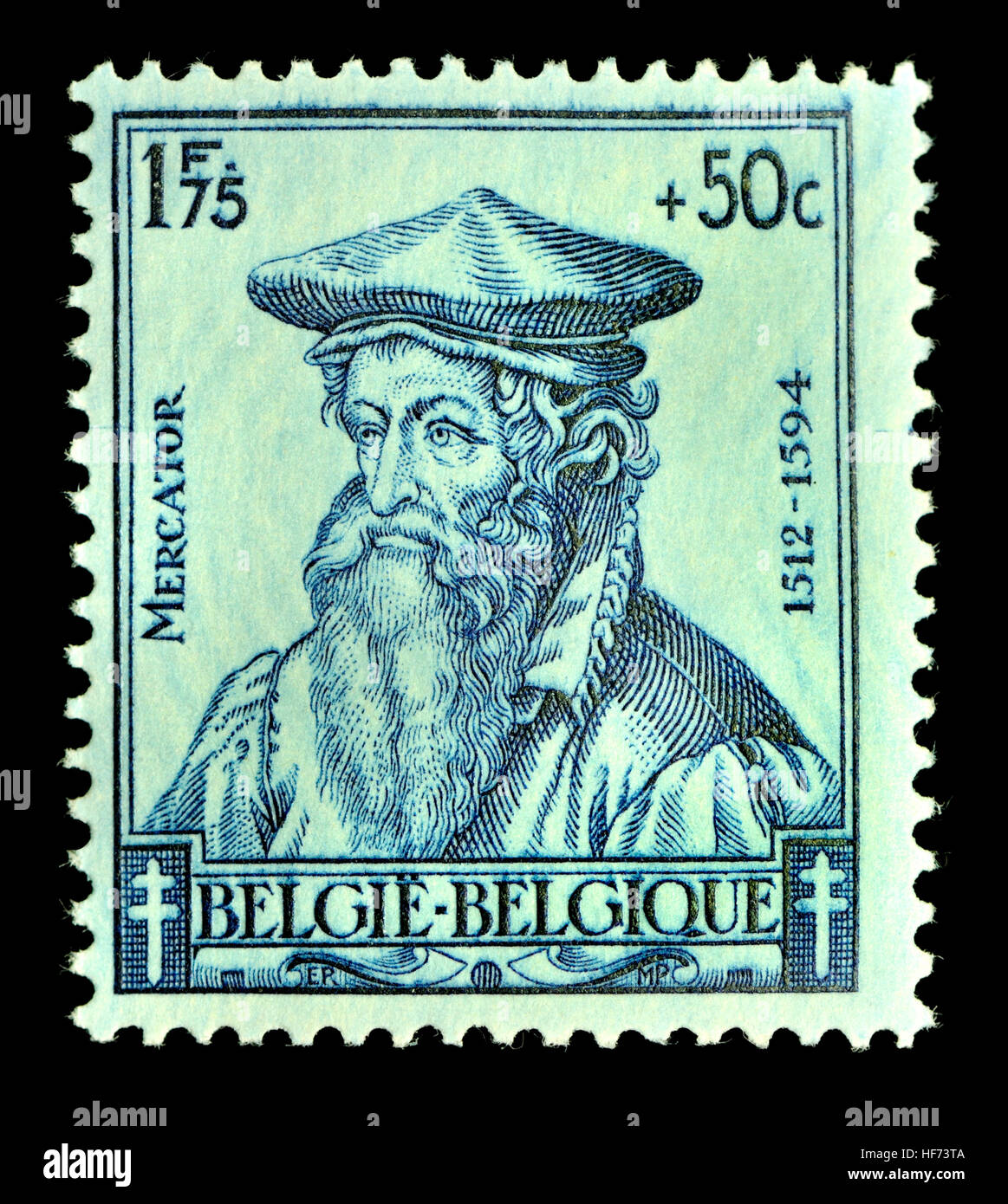 Timbre-poste belge (1942) : Geradus Mercator (né Geert de Kremer : 1512 ...