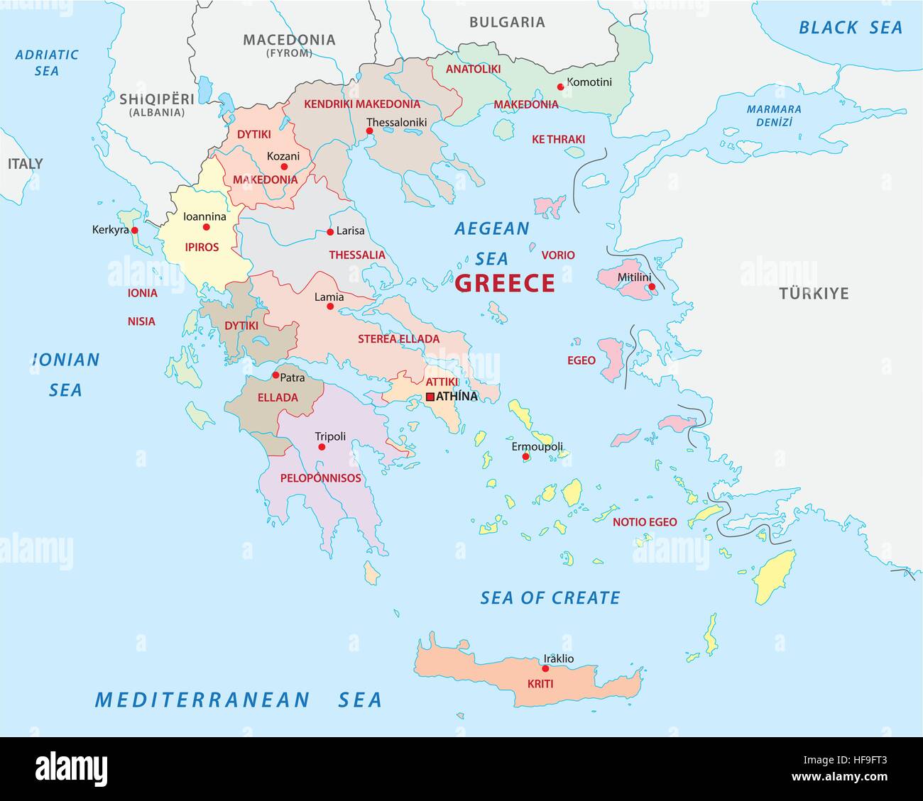 Carte politique et administrative de la Grèce Image Vectorielle Stock ...