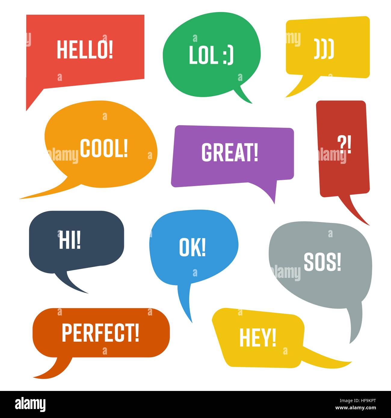 Set Bulle. Messages textes colorés de formes vectorielles. Parler d ...