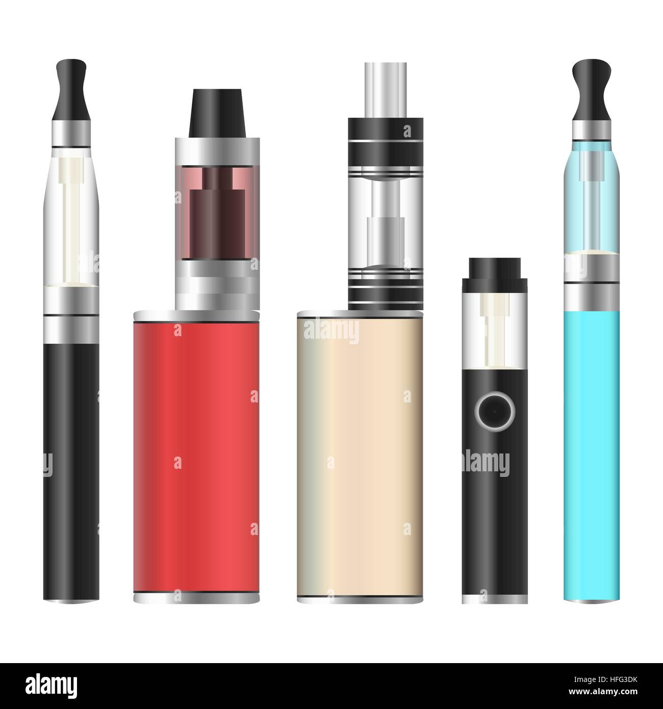Vape fort. Cigarette électronique. Vaporiser fort colorées isolé sur ...
