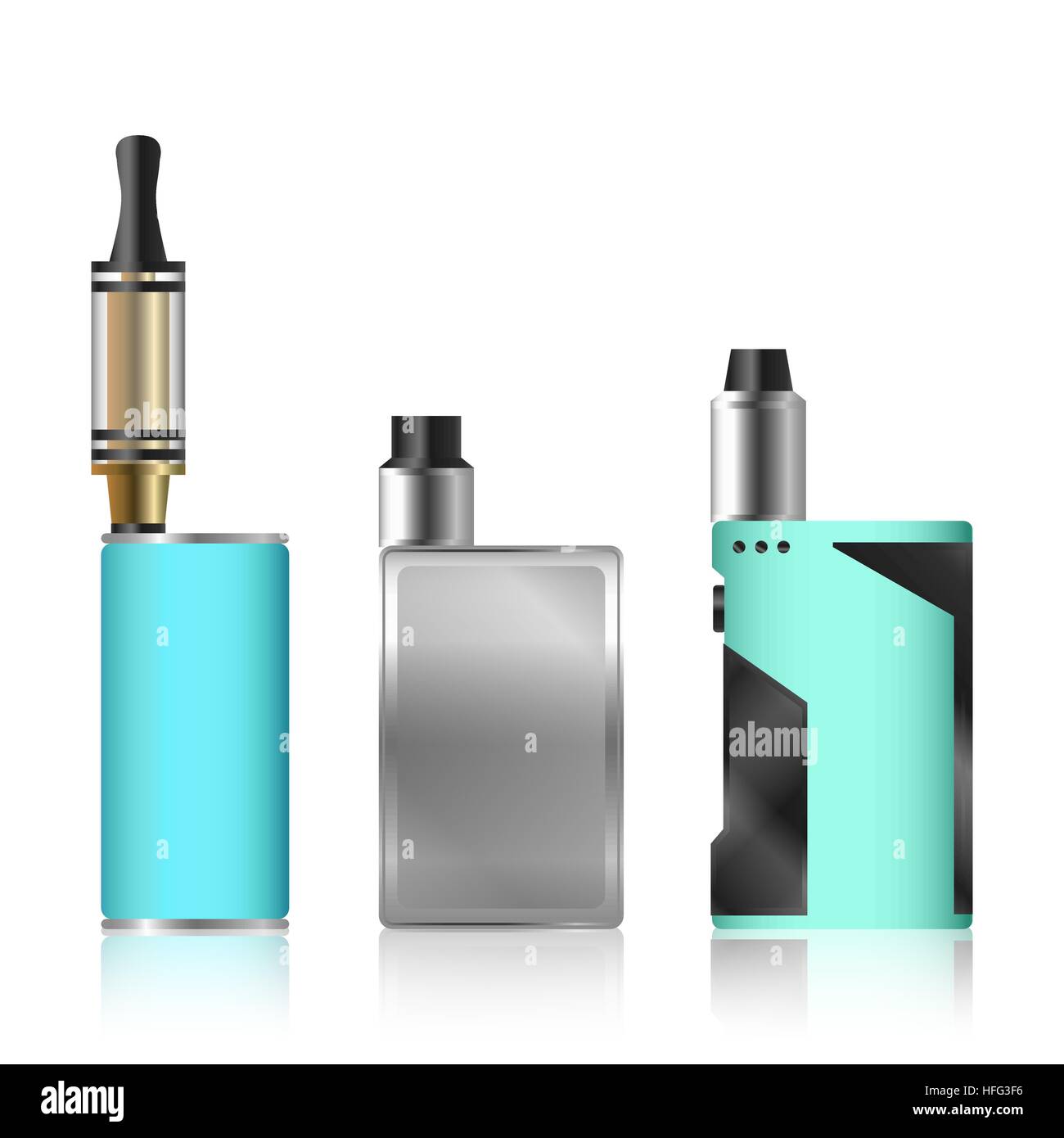 Vape mod. Cigarette électronique avec le jus. Vecteur coloré se ...