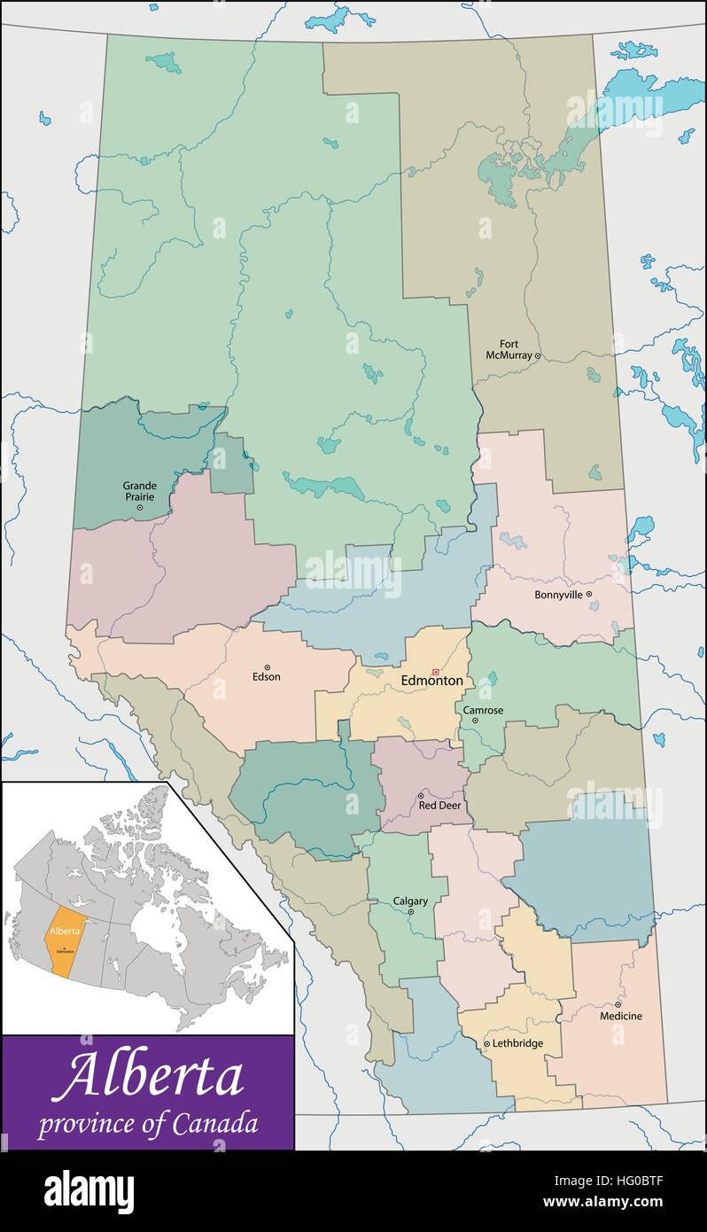 Mapa político de alberta Banque de photographies et d’images à haute ...