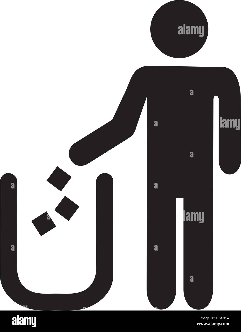 Man throwing garbage in bin. Pictogramme Image Vectorielle Stock - Alamy