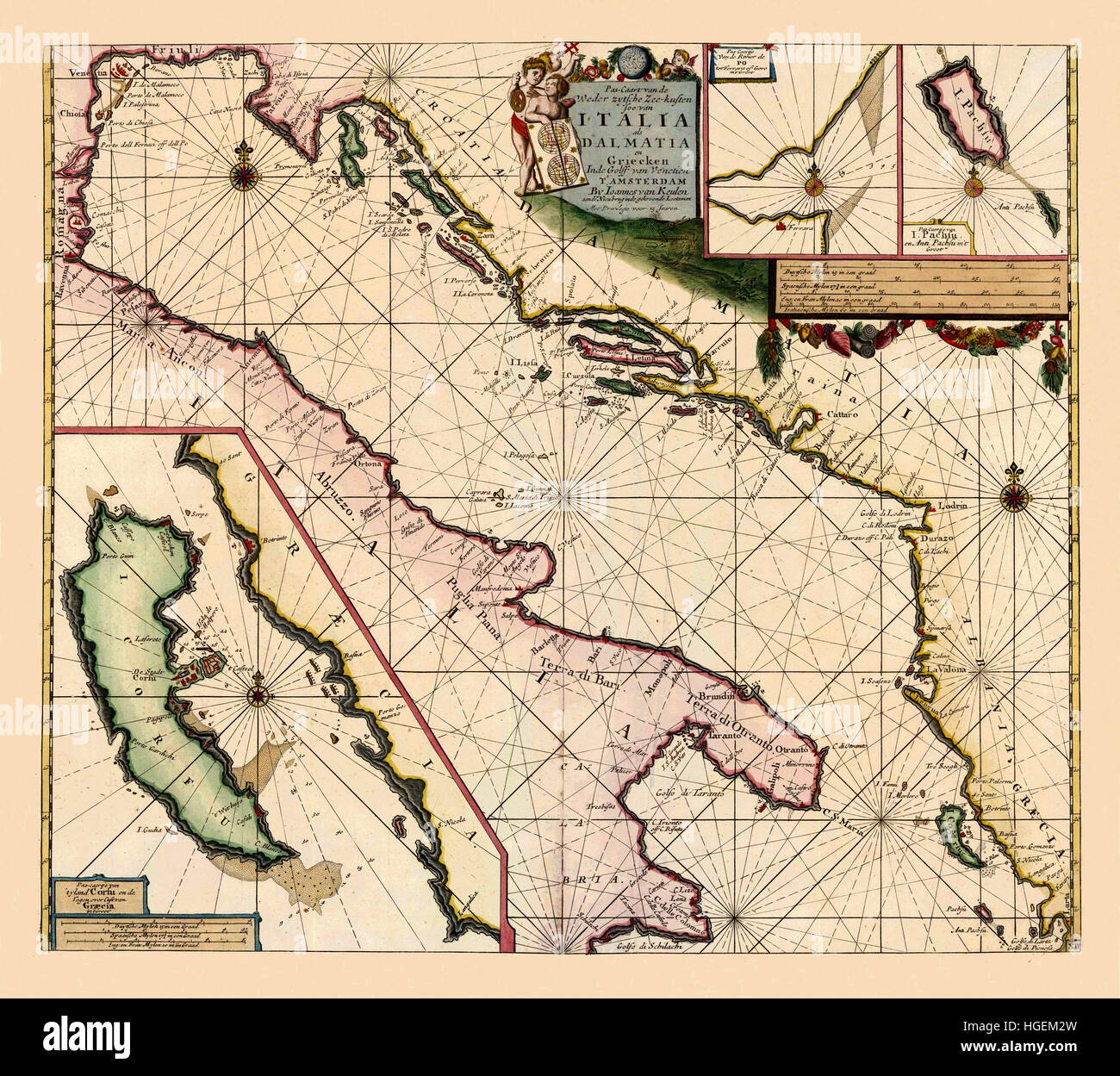 Ancienne carte de la mer adriatique Banque de photographies et d’images ...