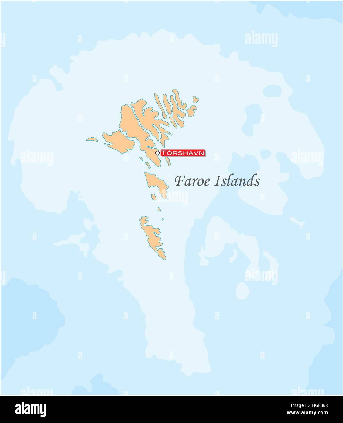 Simple carte de l'ile autonome de groupe aux Îles Féroé Image ...