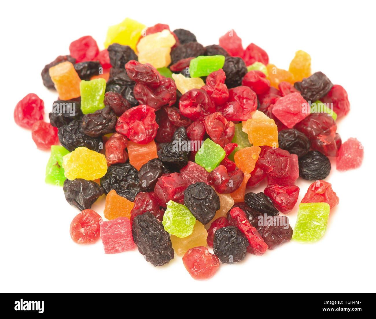 Fruits secs et confits de fruits rouges isolé sur fond blanc Photo ...
