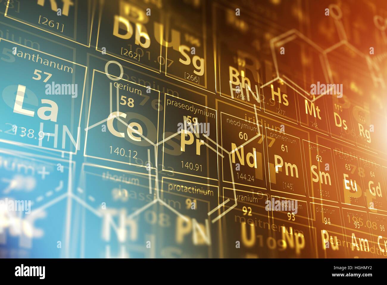 Tableau périodique Science Concept Rendu 3D Illustration. Thème de la ...