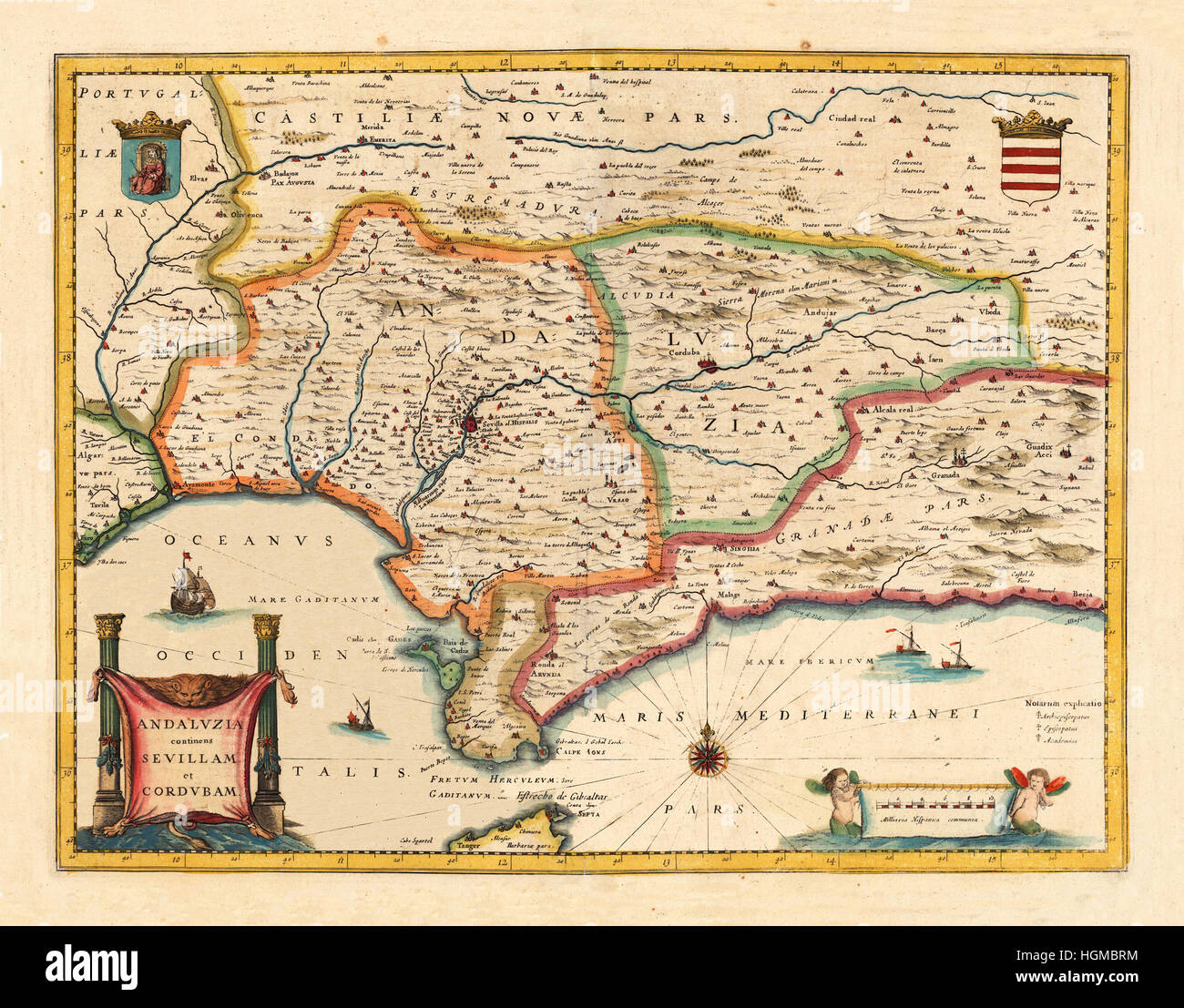 Carte de l'andalousie 1650 Banque de photographies et d’images à haute résolution - Alamy