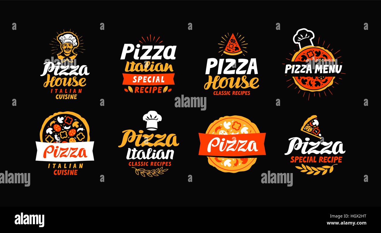 Logo Pizza, étiquette, élément. Restaurant Pizzeria icônes Set de ...