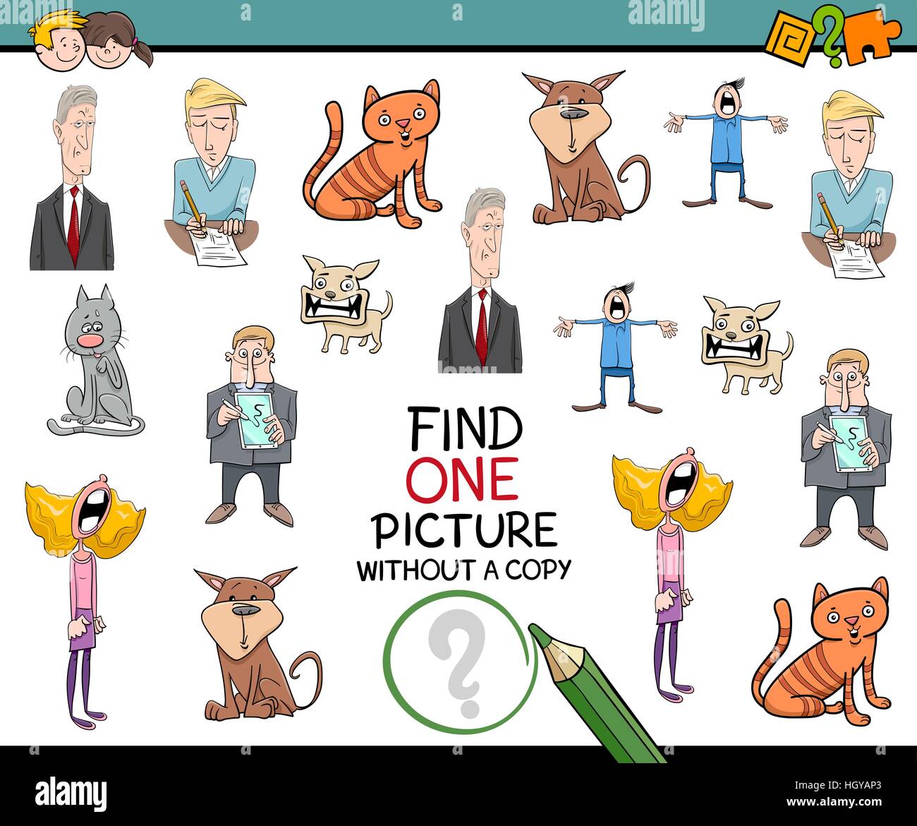 Cartoon Illustration de l'activité éducative de trouver une image sans ...