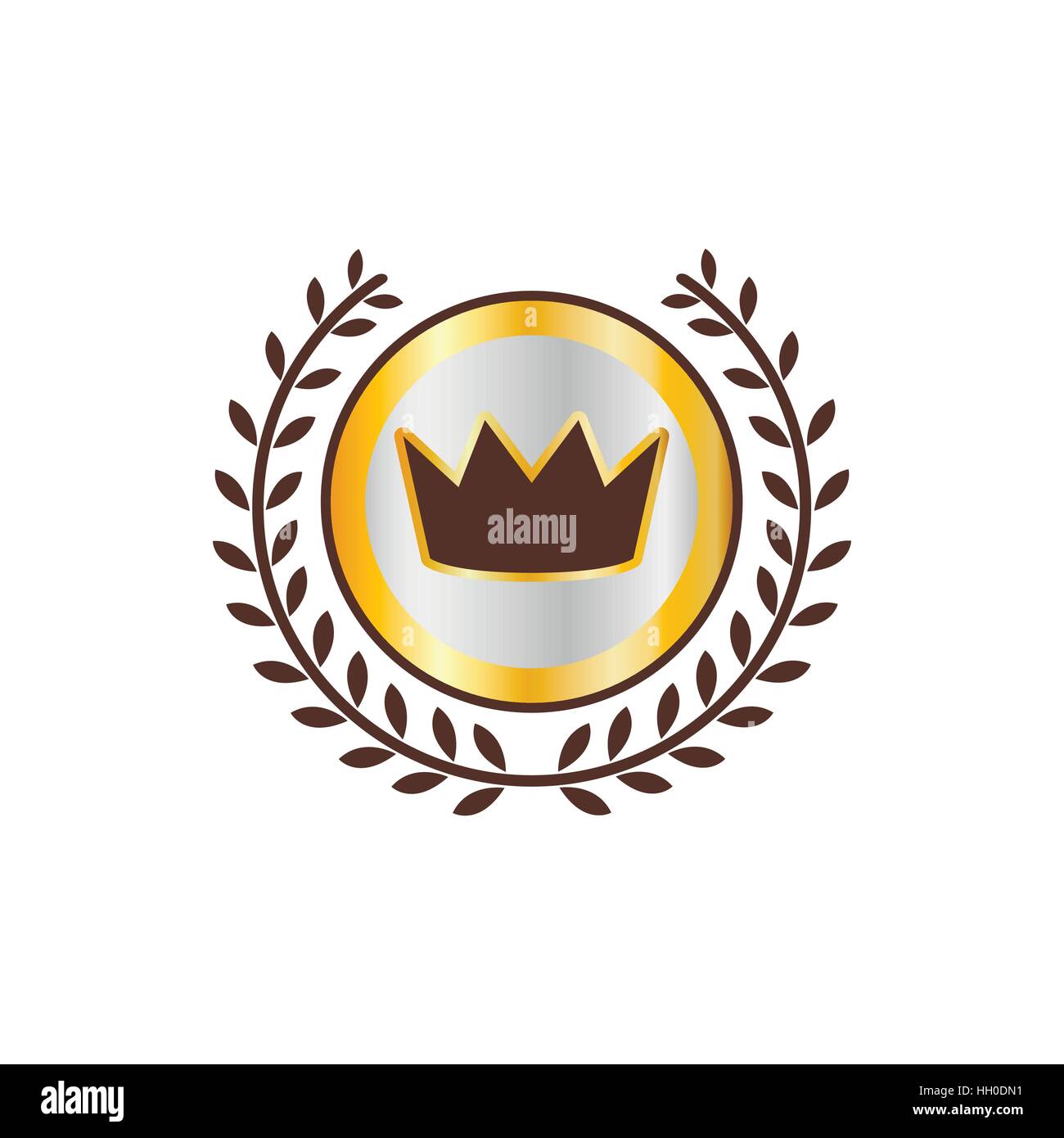 Étiquette avec couronne et couronne de laurier icon Image Vectorielle ...