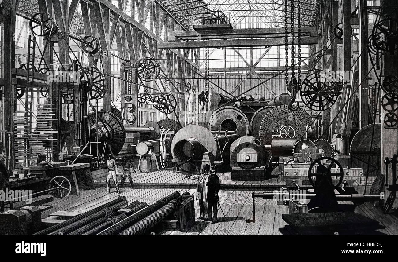 Illustration montrant la lourde machine shop at Penn's marine usine à ...