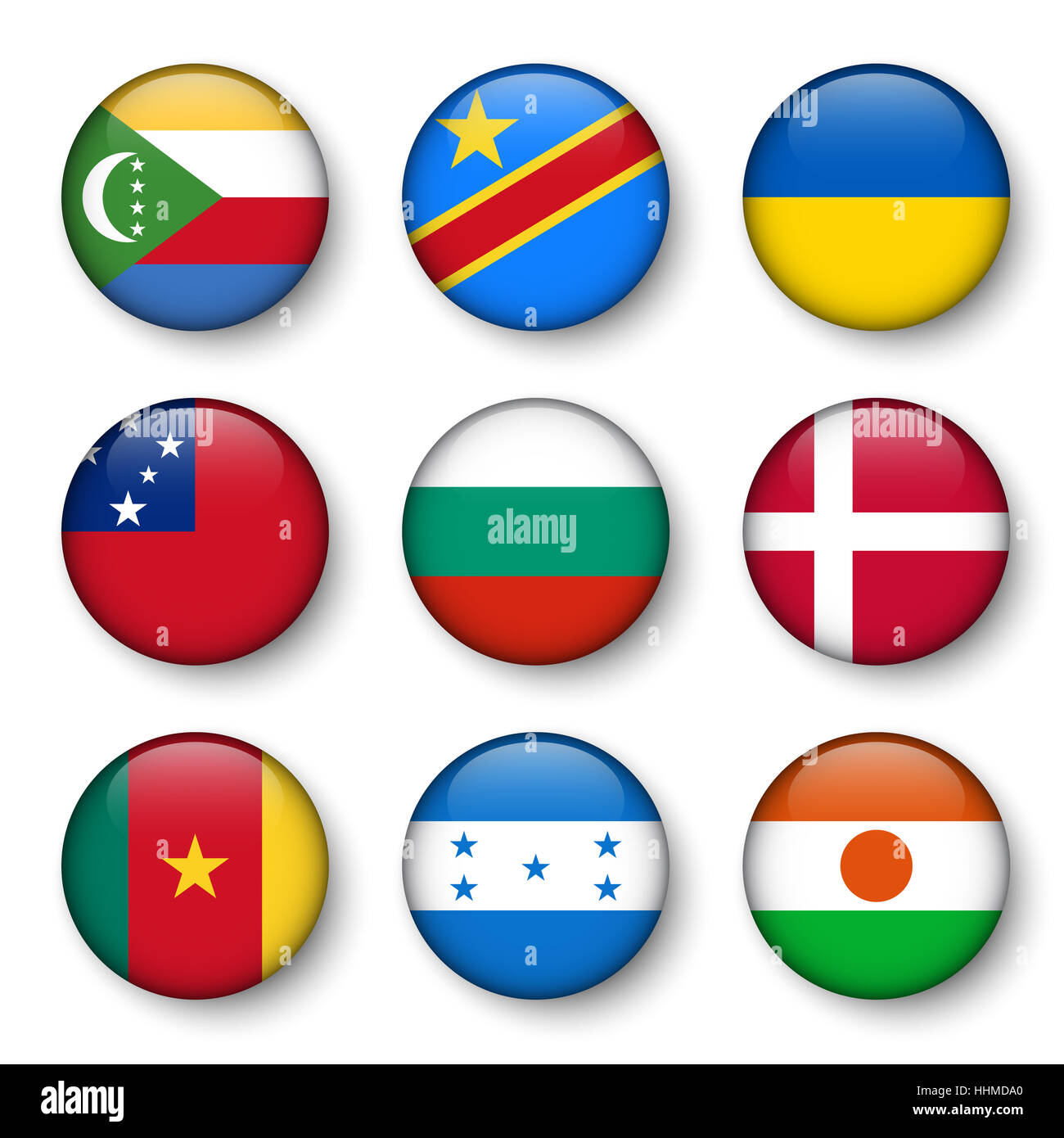 Ensemble de drapeaux du monde badges ronds ( Comores . République ...