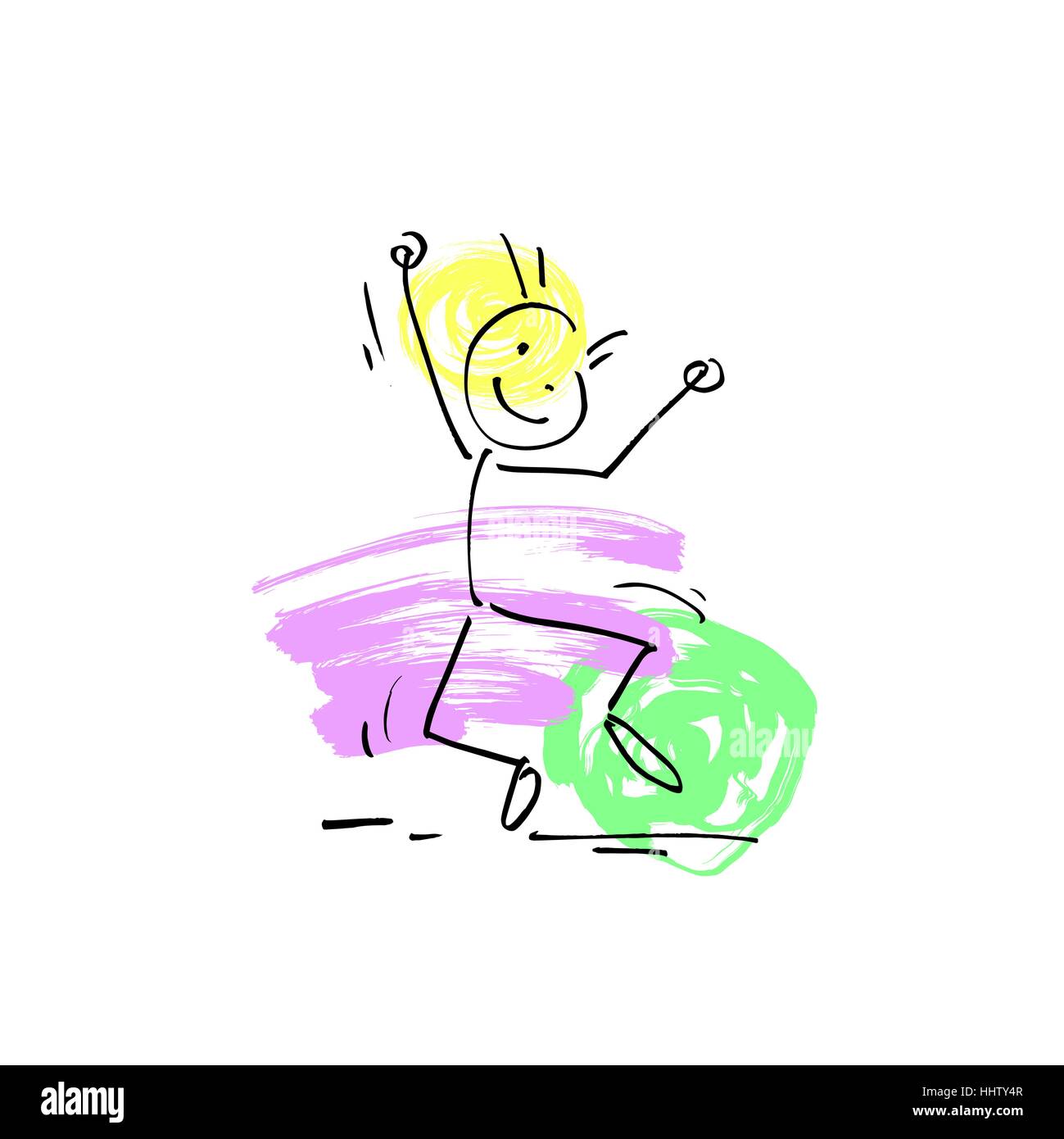 Croquis dessin main stick figure humaine doodle personne gaie Image ...