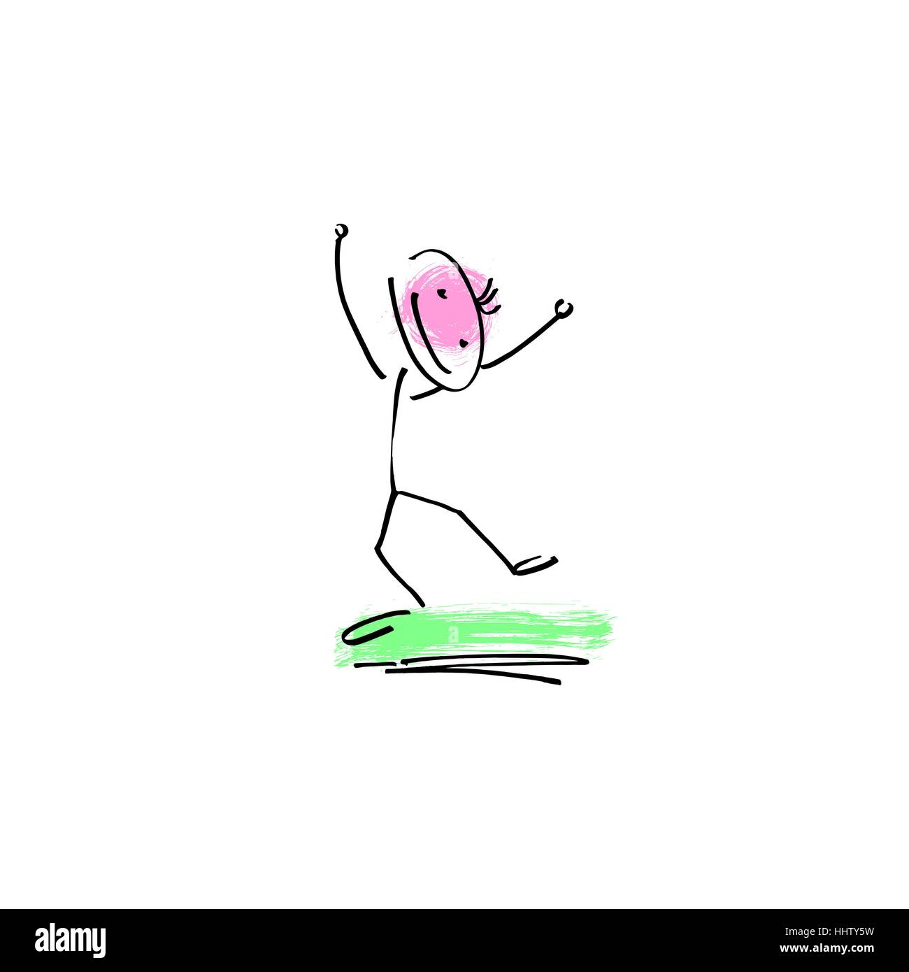 Croquis dessin main stick figure humaine doodle personne gaie Image ...