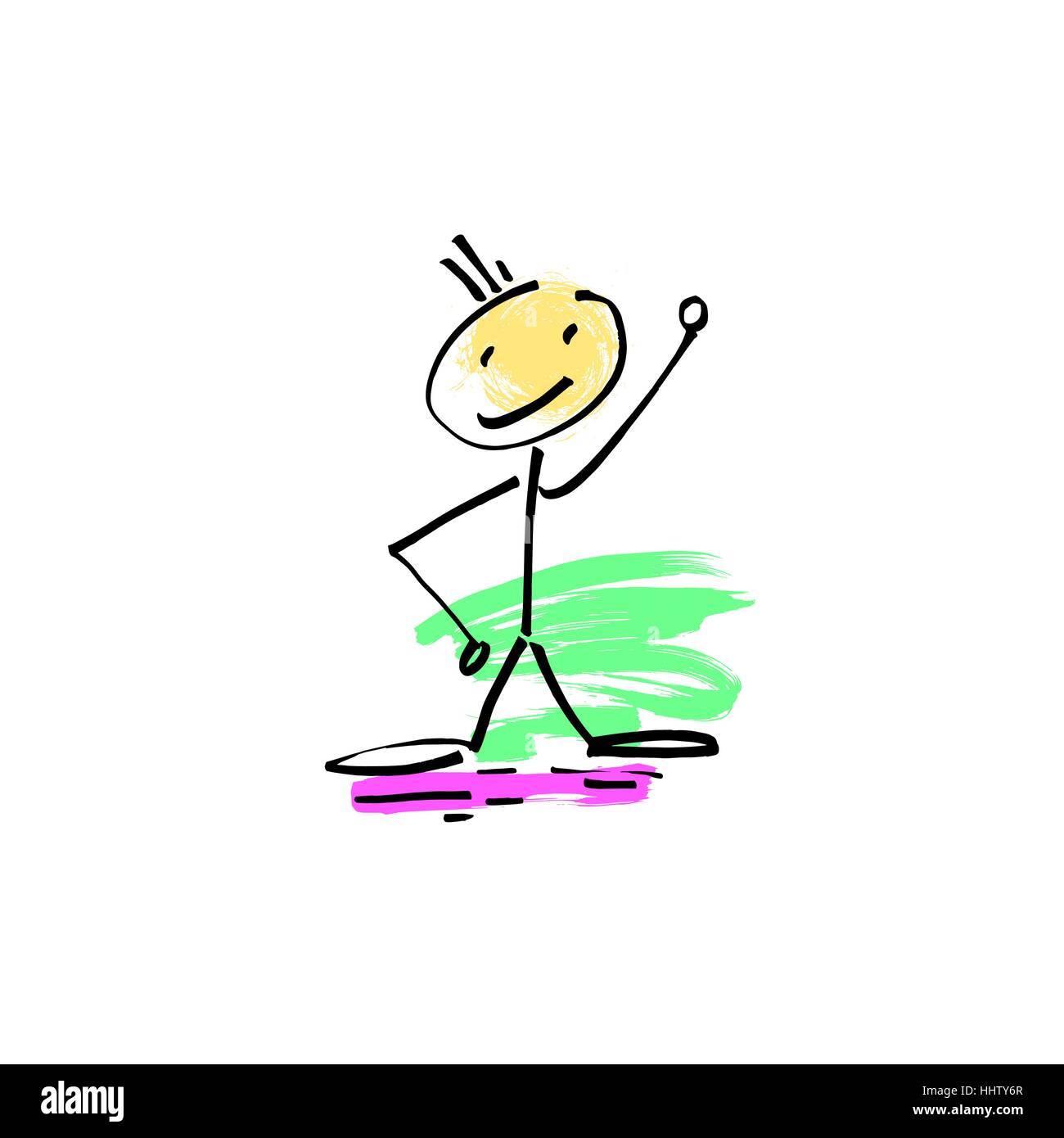 Croquis dessin main stick figure humaine doodle personne gaie Image ...
