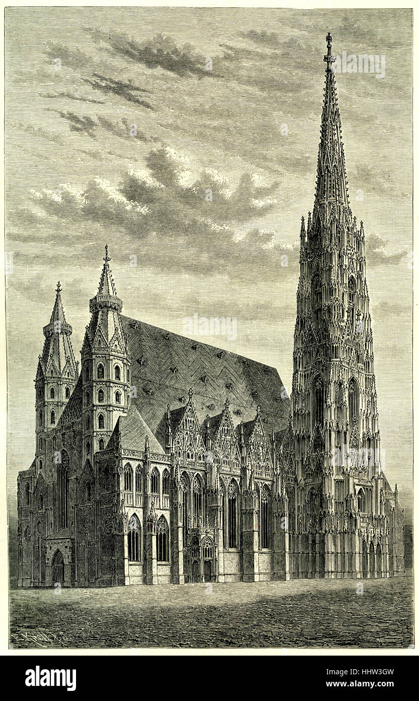 St Stephen's Cathedral, Vienne, gravure du xixe siècle Photo Stock - Alamy