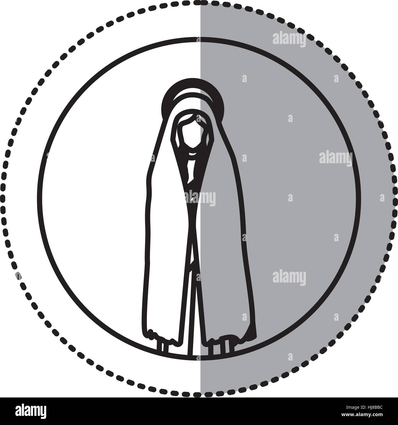 Autocollant circulaire avec silhouette de Sainte Vierge Marie vector ...