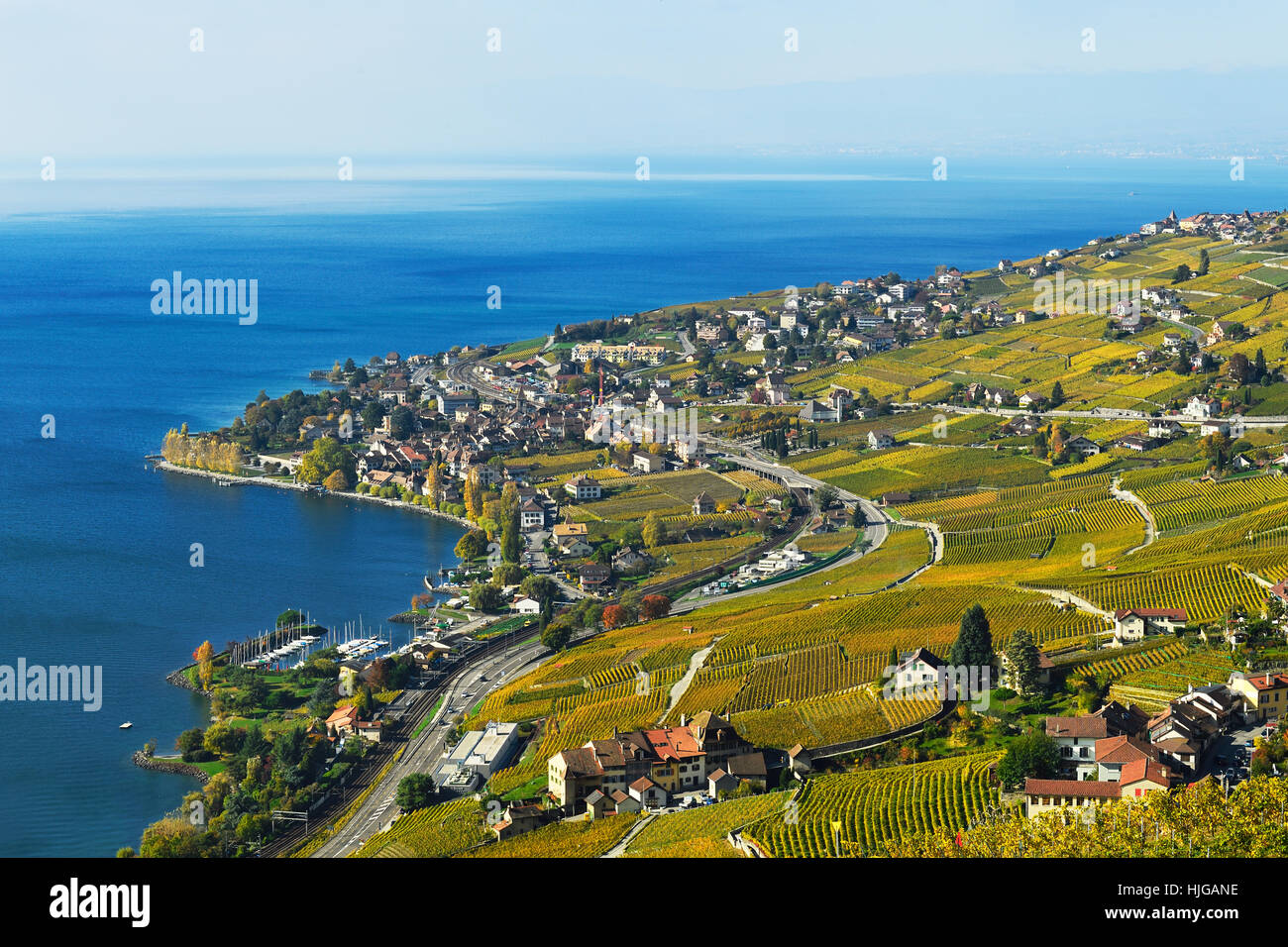 Vineyards lavaux view cully village Banque de photographies et d’images ...