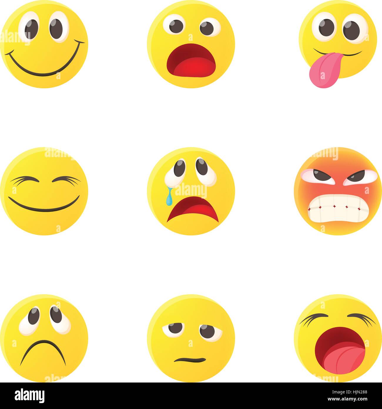 Types d'émoticônes icons set. Cartoon illustration de 9 types d ...