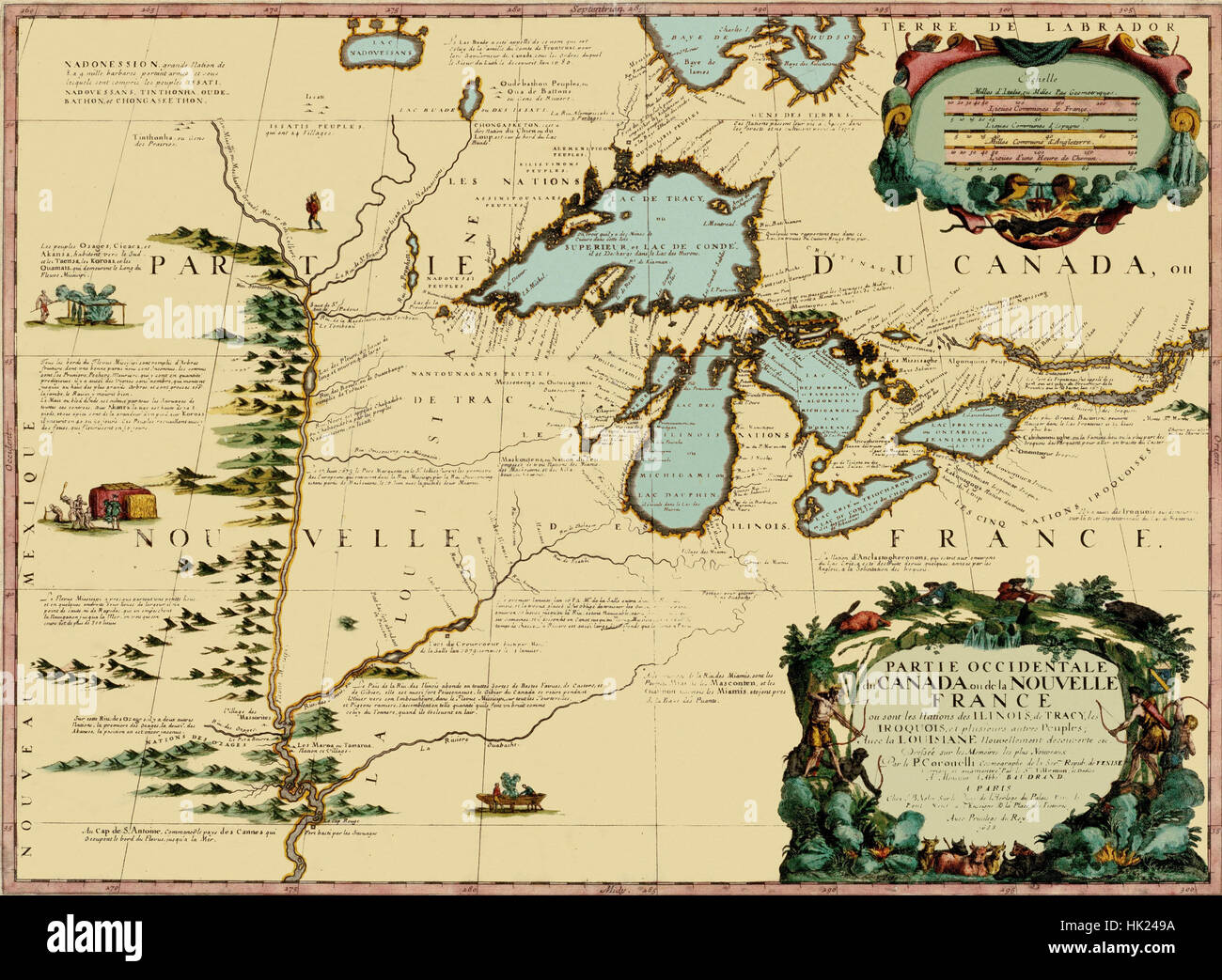 La carte des Grands Lacs 1693 Photo Stock - Alamy