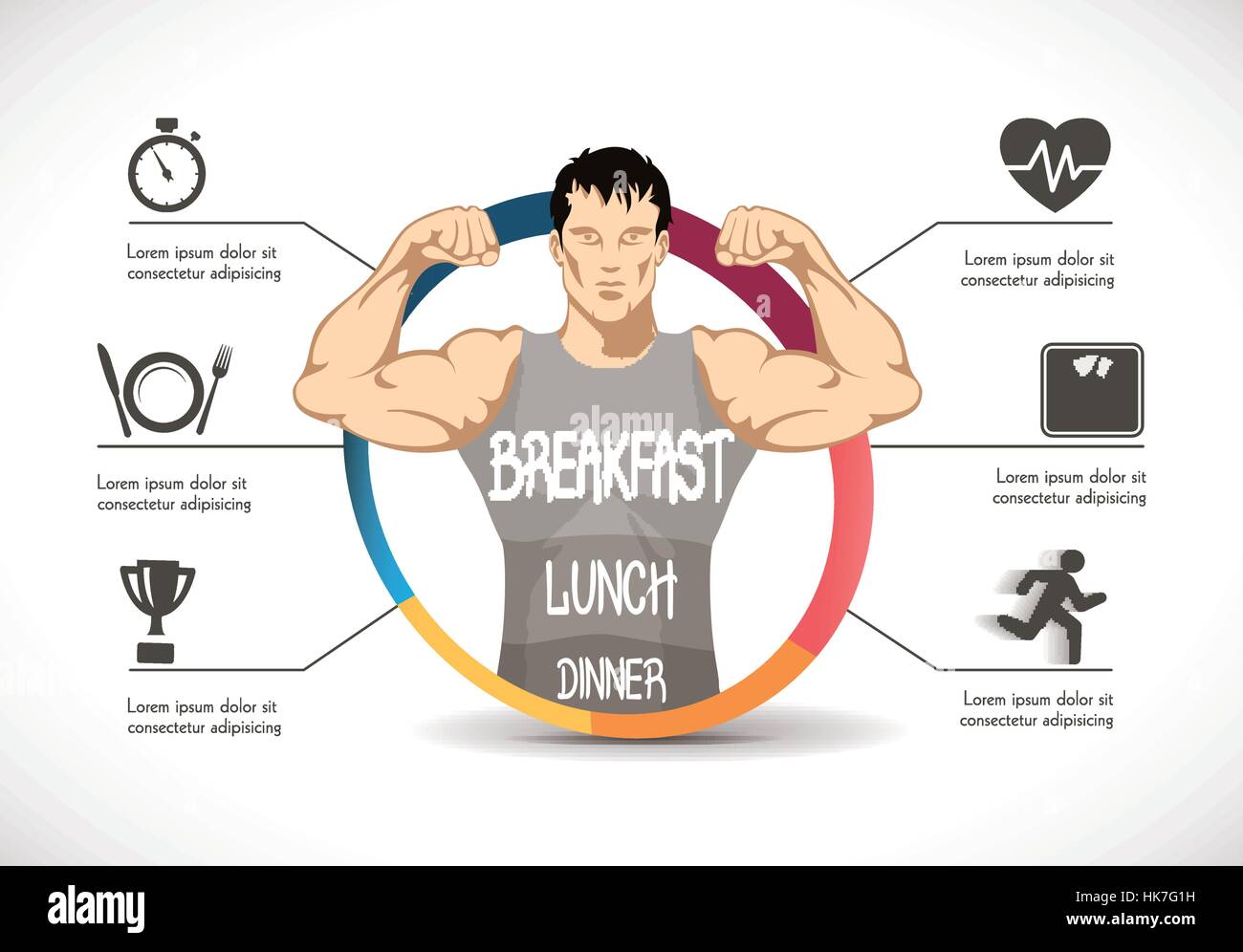 Homme mangeant sainement Banque d'images vectorielles - Alamy