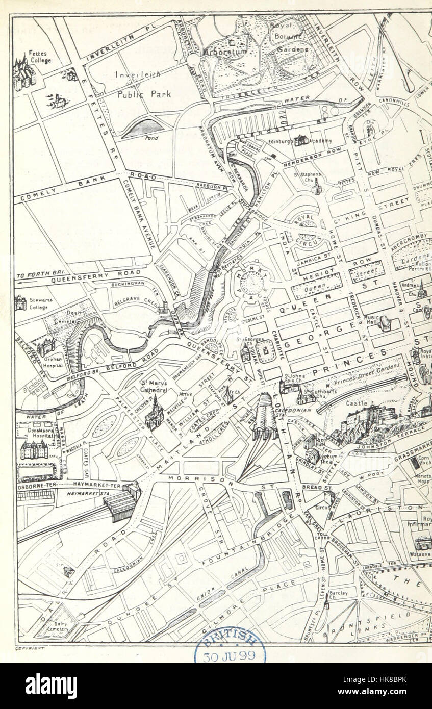 Vieille carte de la ville d'edimbourg Banque de photographies et d ...