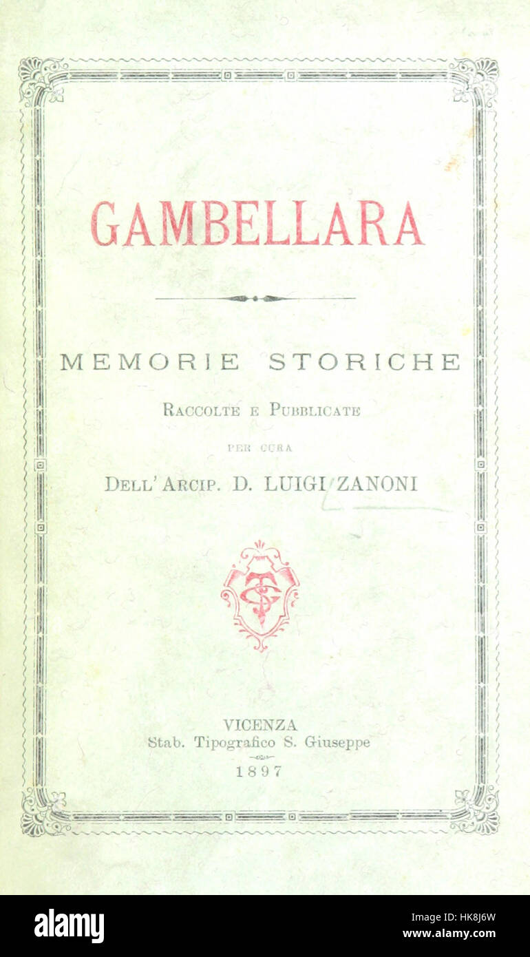 Image tirée de 'Gambellara. Memorie storiche', un récit historique de ...