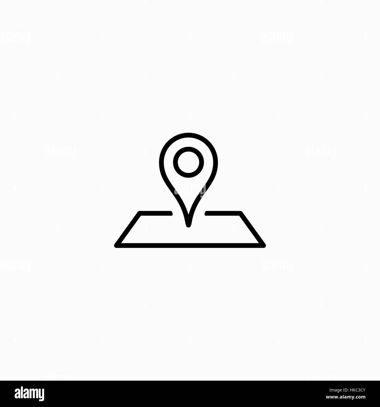 Icône Emplacement signe isolé sur fond blanc broche rouge sur la carte ...