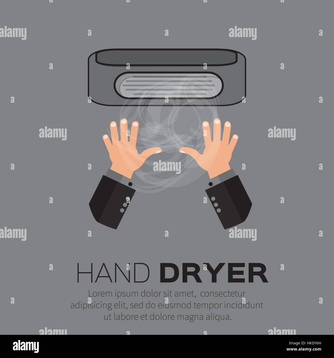 Sécheur d'air à la main dans les toilettes ou les toilettes. Vector ...