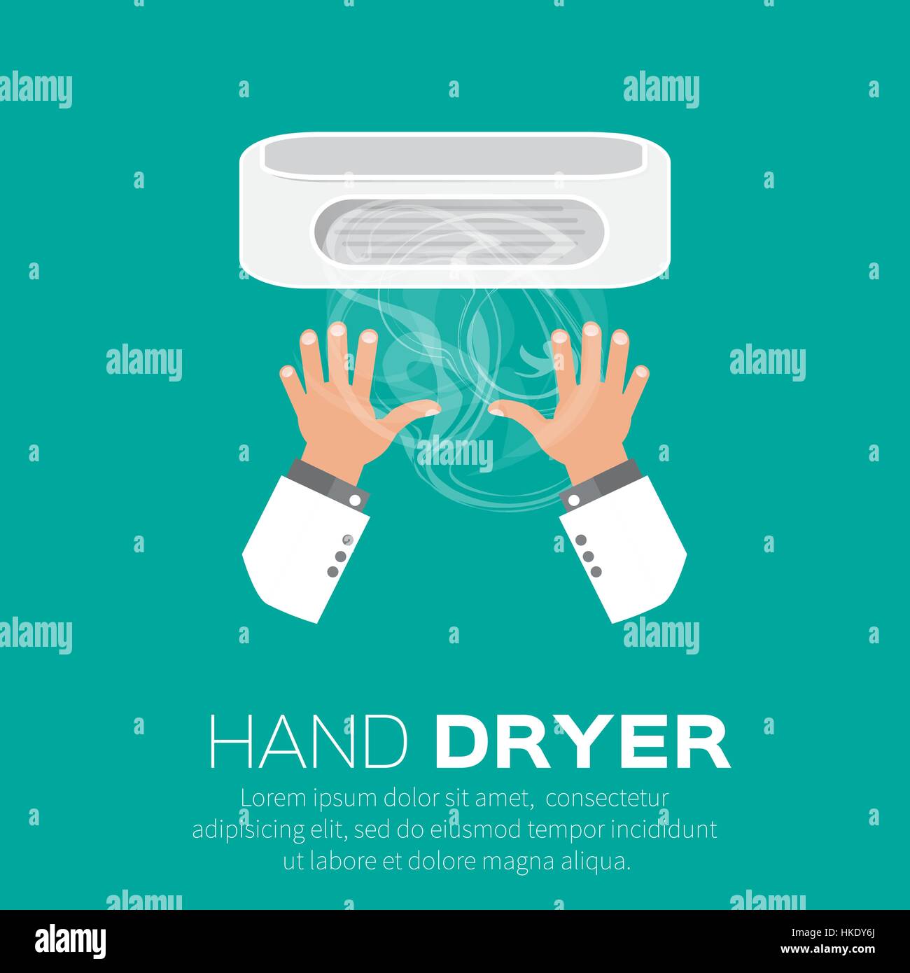 Sécheur d'air à la main dans les toilettes ou les toilettes. Vector ...