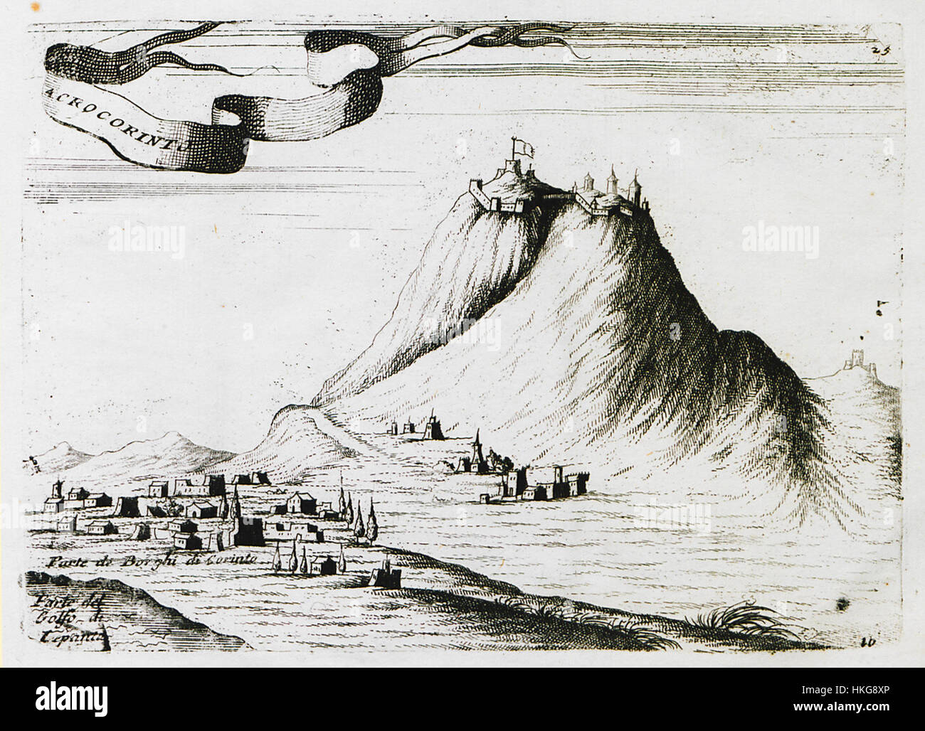 La peinture Acrocorinto de Vincenzo Maria Coronelli de 1708 met en ...
