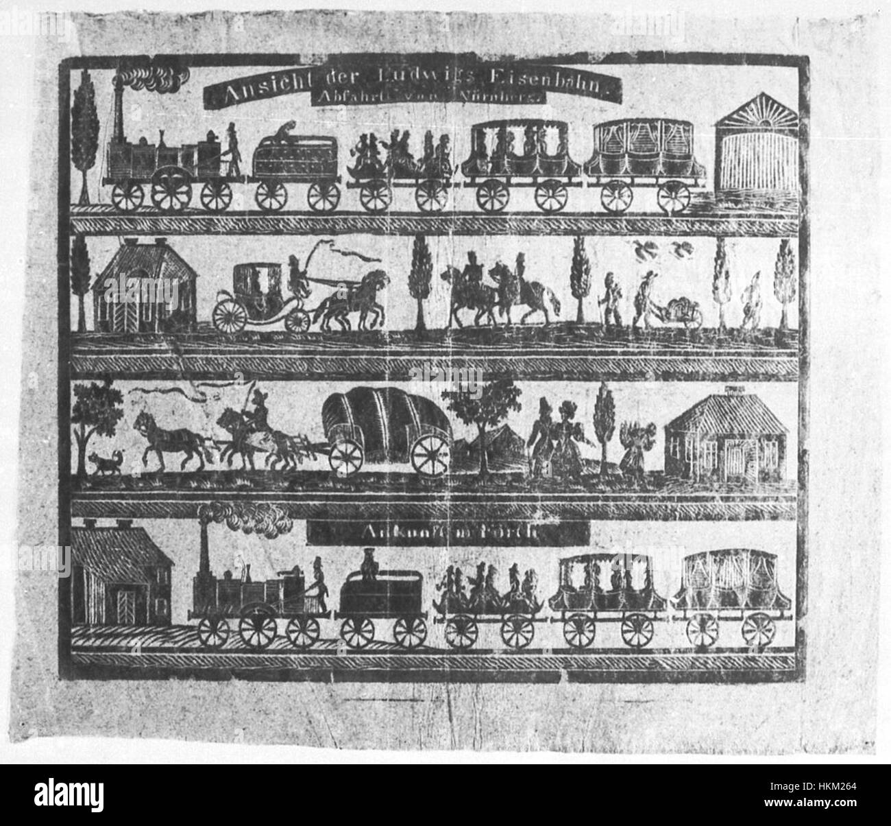 Cette lithographie du Ludwigs Eisenbahn (chemin de fer Ludwig) du XIXe ...